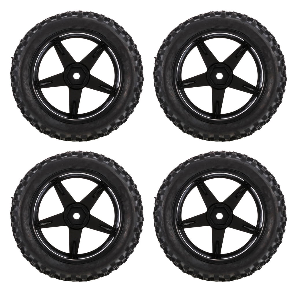 Remote Control Car Rubber Wheel Tires Wheel Rim Set with V-Spokes for 1 ...