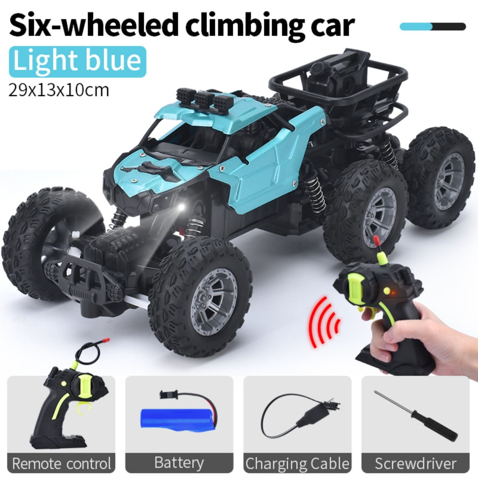 Remote Control Car Six-wheel Alloy Climbing Off-road Vehicle with LED ...