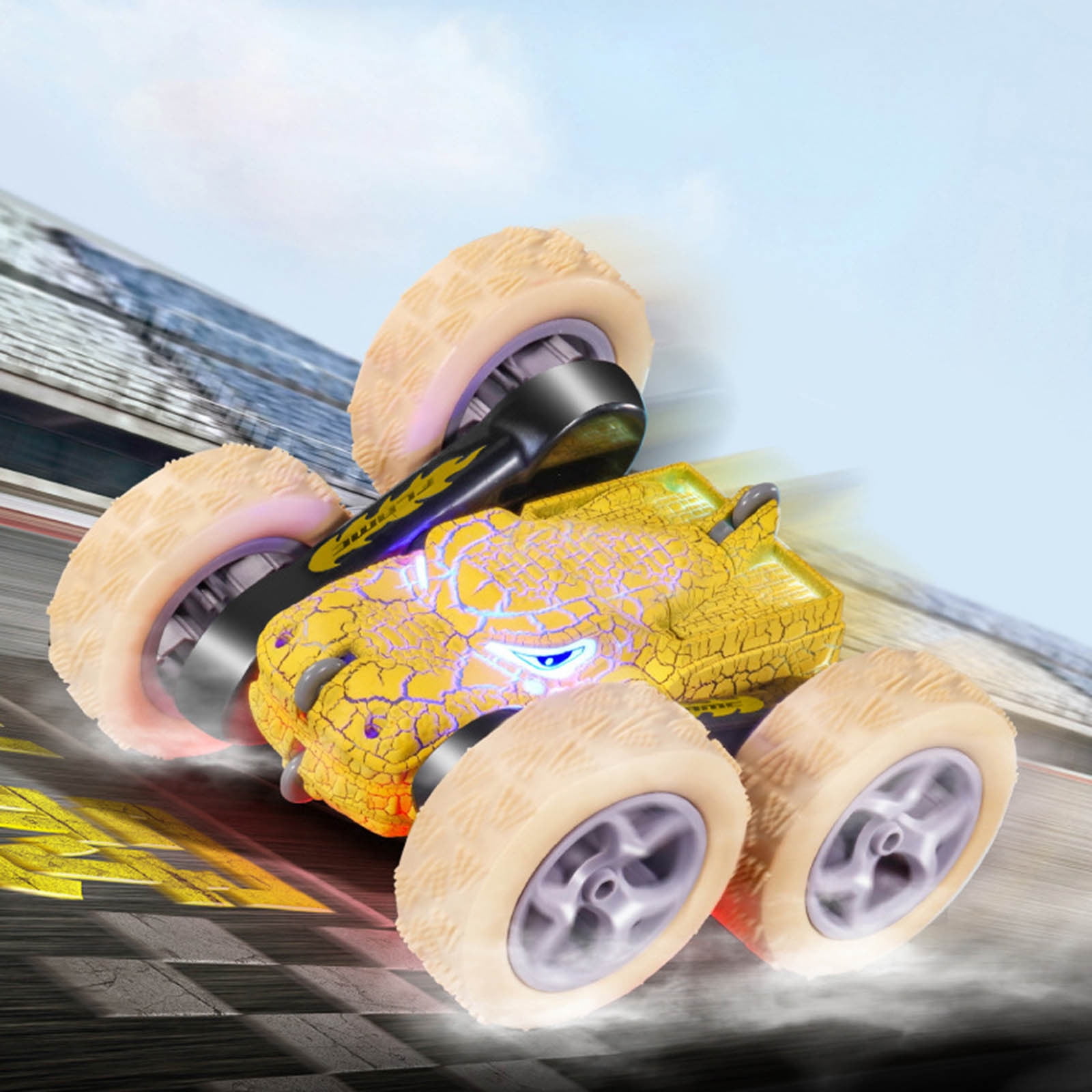 Remote Control Car Stunt RC Cars, 4WD Rechargeable RC Truck with Headlights Wheel Lights, Double ...