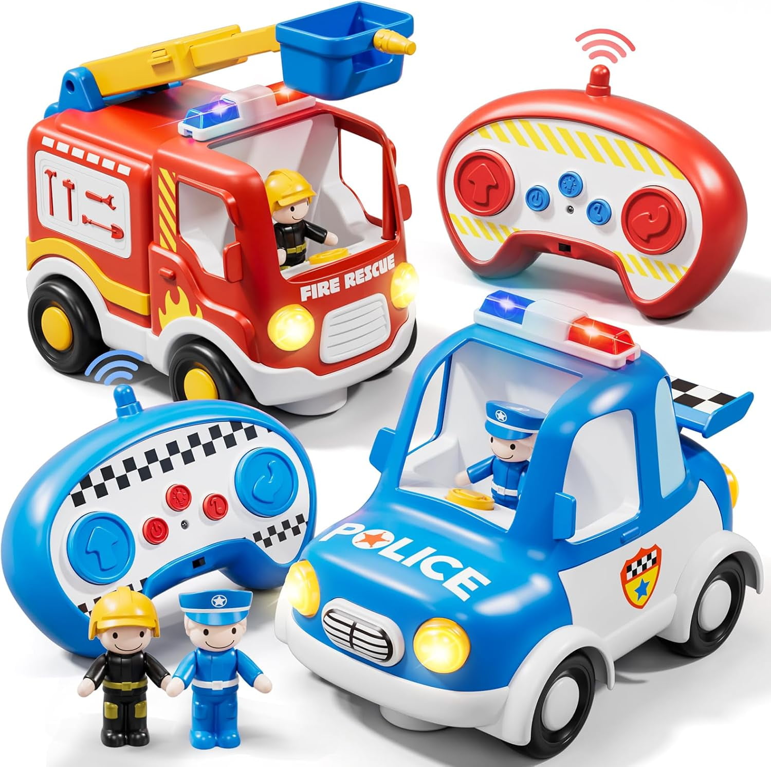 Remote Control Car for Toddlers, Fire Trucks for Toddlers 3-5, Remote Control Police Car Toy ...