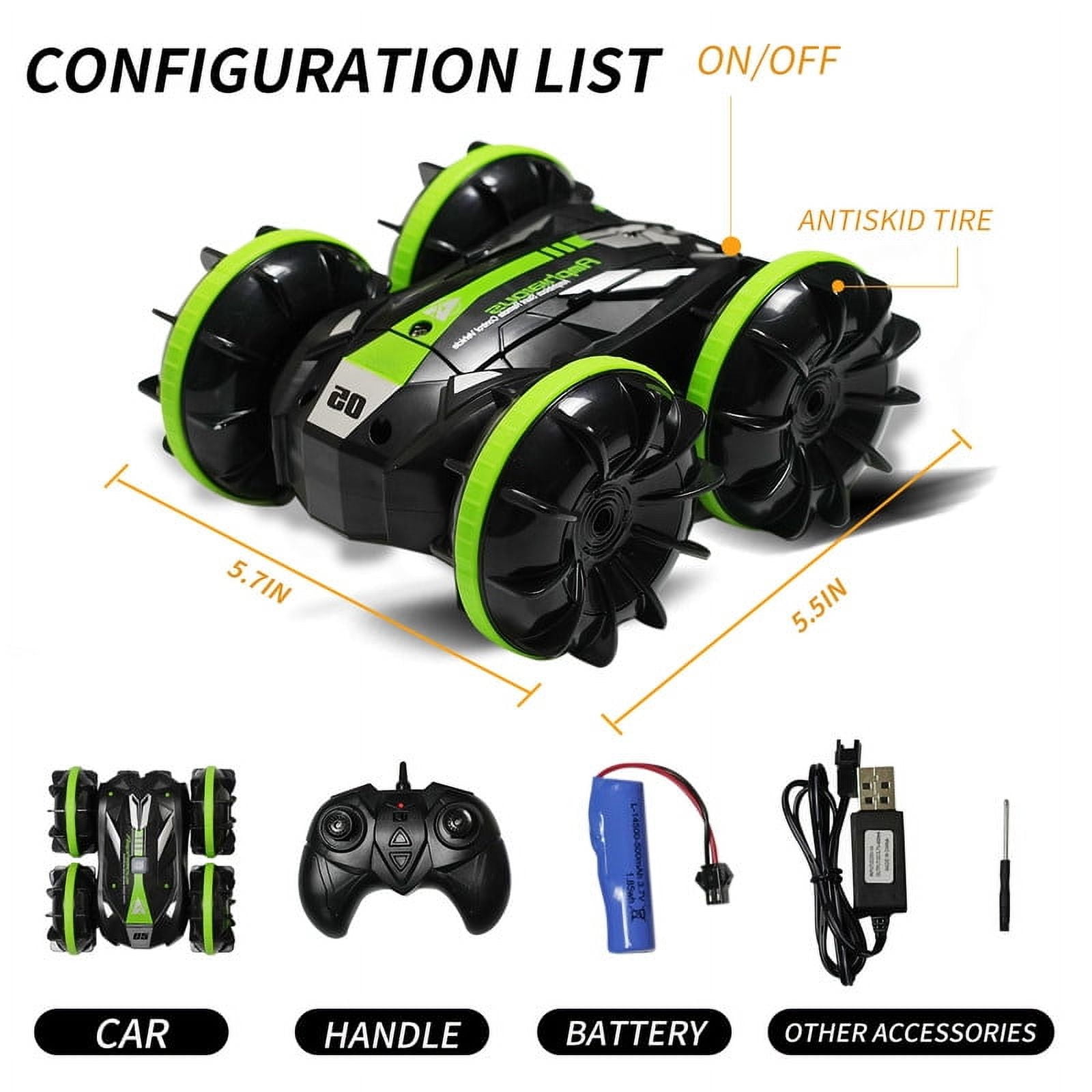 Remote Control Car for Boys - Amphibious Stunt Toys Car for Kids Hand Controlled All Terrain RC ...