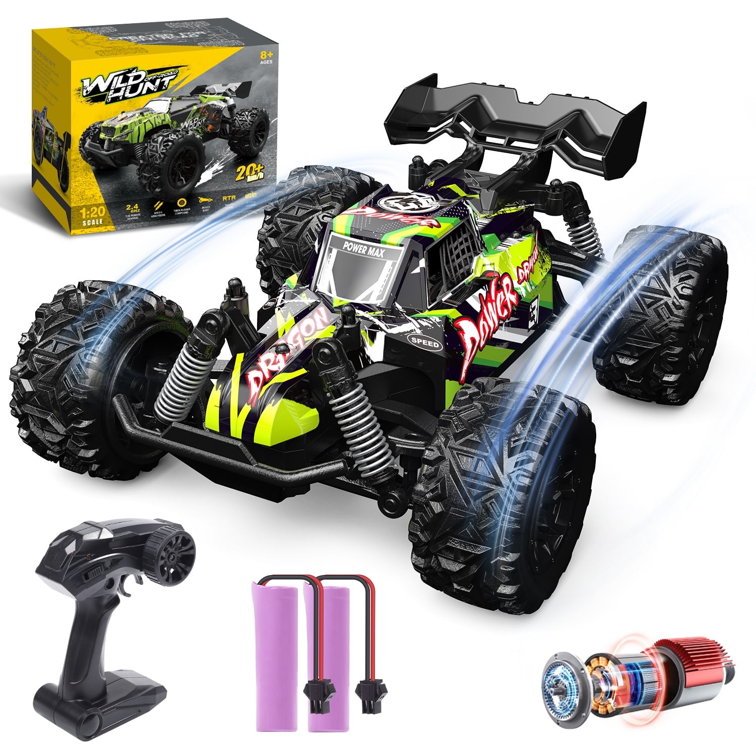 LED RC Car with Snorkel Spray, 2.4GHz Off-Road SUV Monster Truck for ...