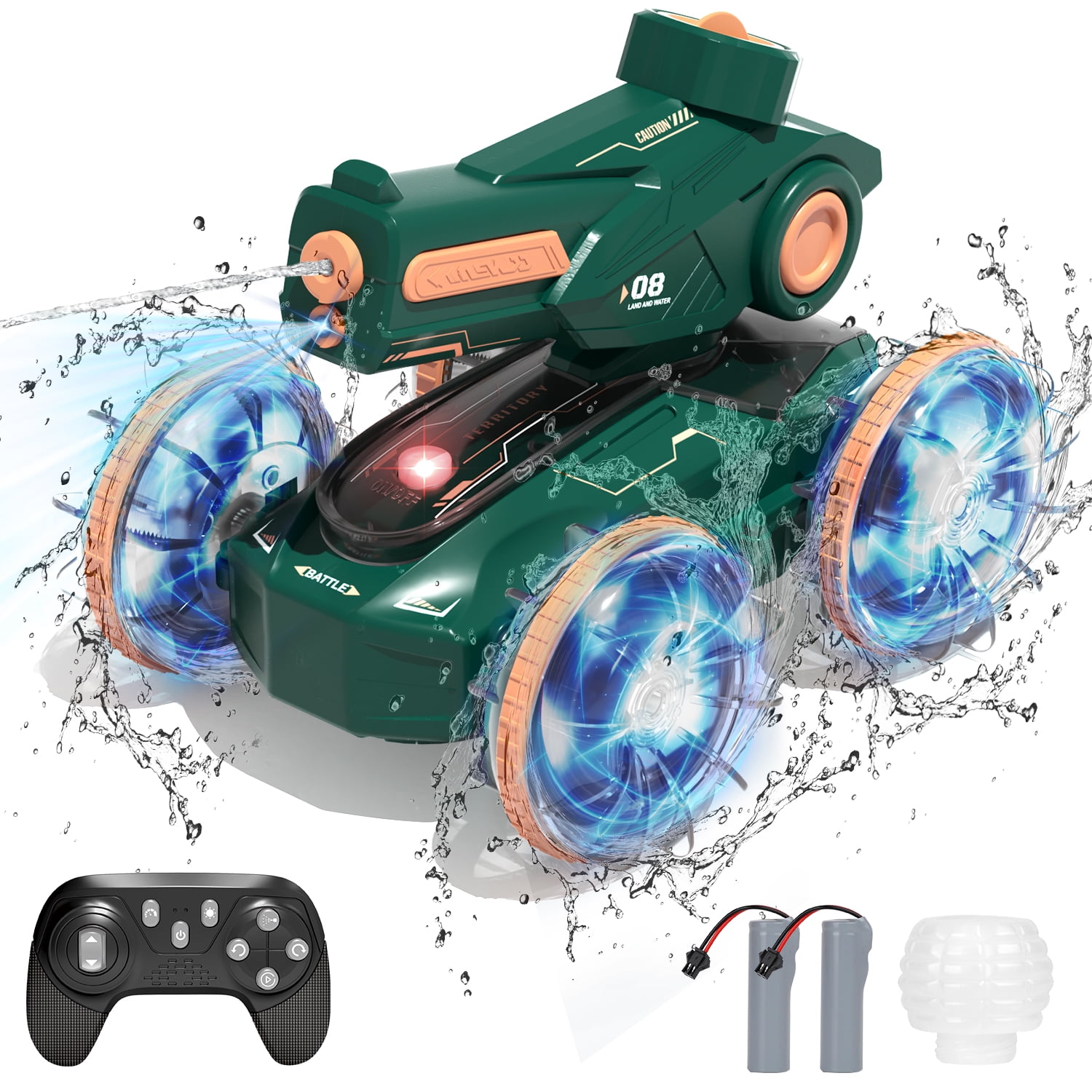 Remote Control Cars, 4WD Amphibious RC Boat for Kids, Truck with Water ...