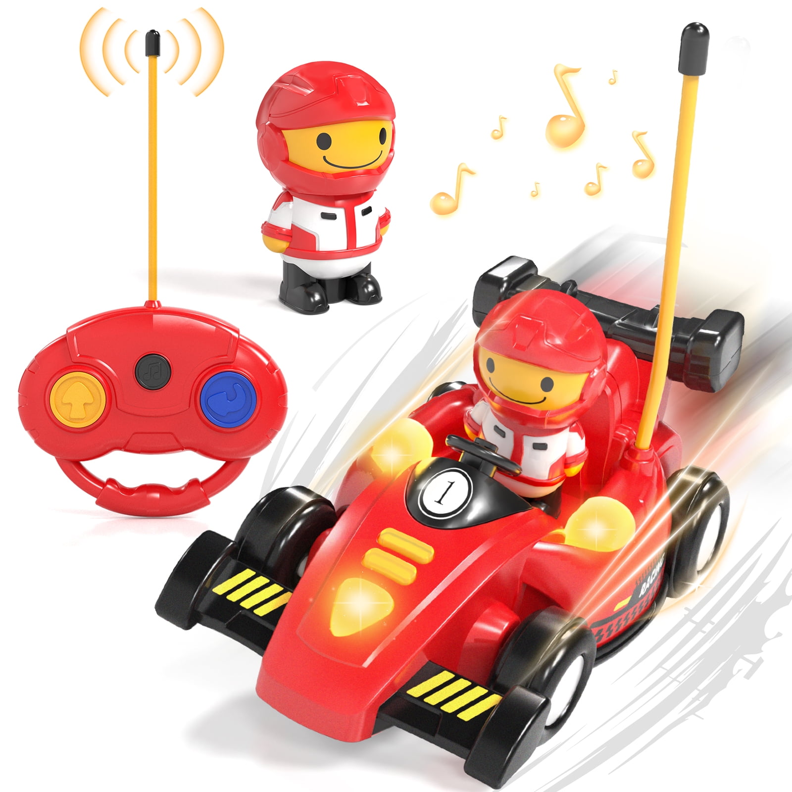 "KWANITHINK Preschool Remote Control Car, Racing RC Toy with Sounds ...