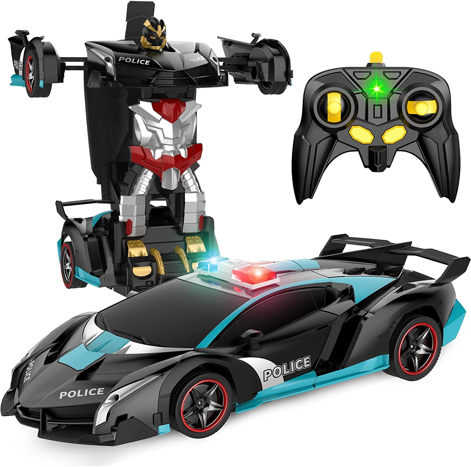 Transform Robot RC Cars,1:18 Scale Police Car - Walmart.com