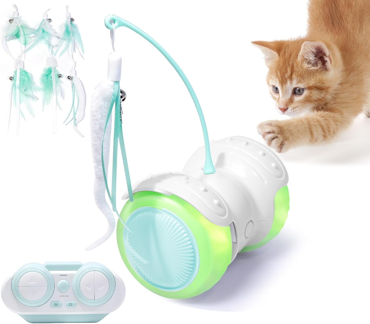 Remote Control Cat Toy with Auto Mode - Interactive Cat Toy Feather for ...