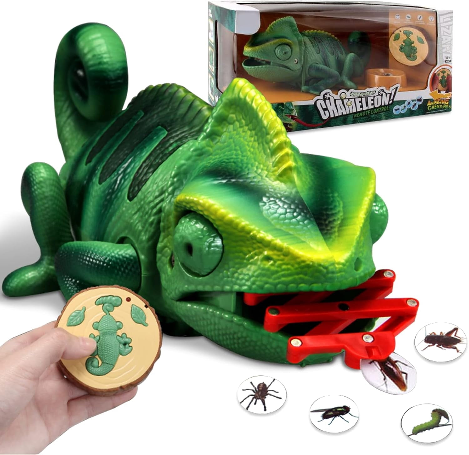 Remote Control Chameleon Animal Toys - LED Light Up & Preying Remote ...