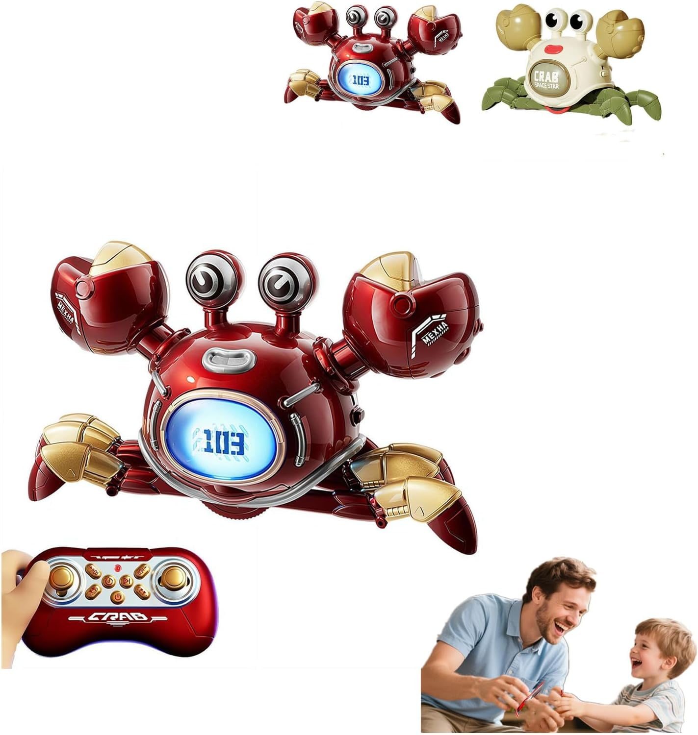 Remote Control Crawling Crab Baby Toy, Sensory Walking Musical Toys ...