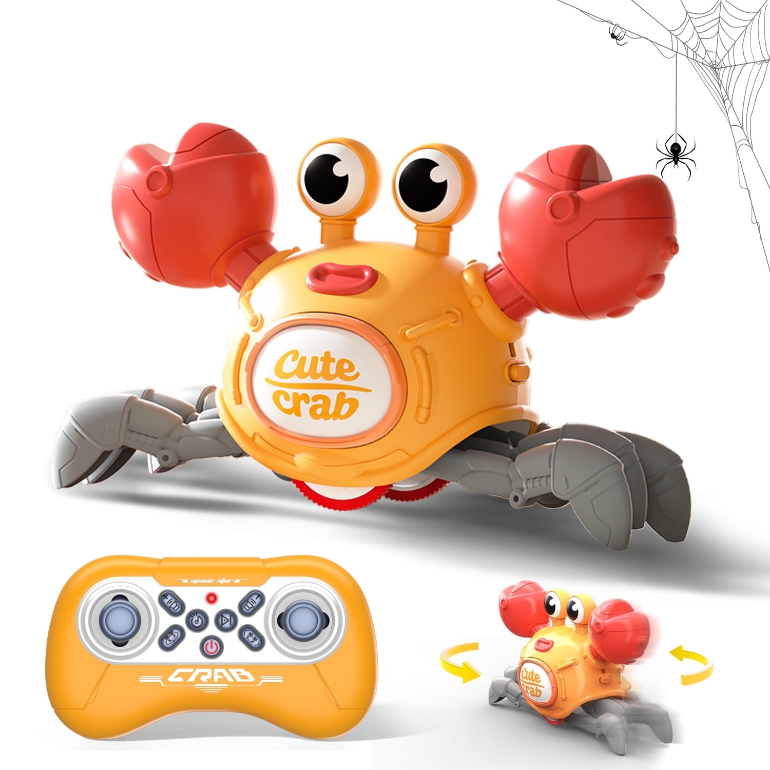 MAXKY Remote Control Crawling Crab Electronic Pet Toy, Yellow, LED ...