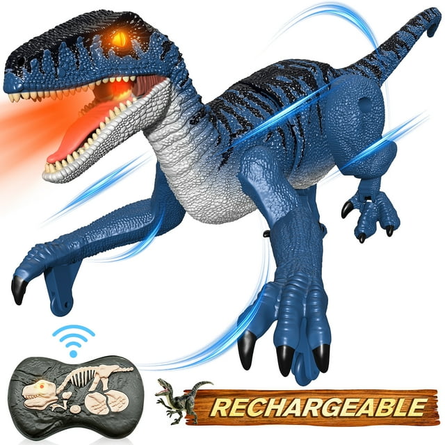 Remote Control Dinosaur Toy for Kids, 2.4G Electronic Educational Simulation Velociraptor with ...