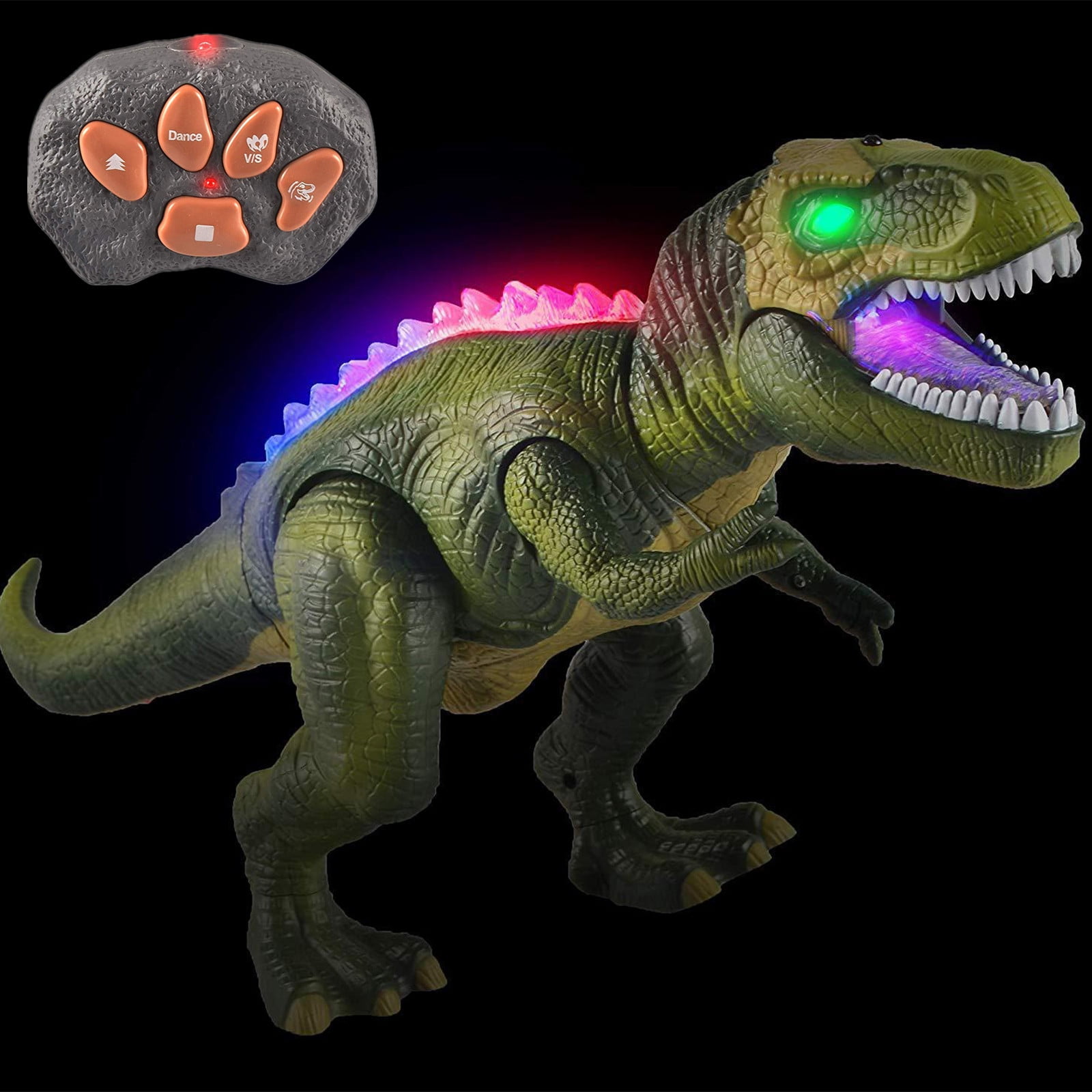 Remote Control Dinosaur Toy for Kids - LED Walking, Roaring, Dancing T ...