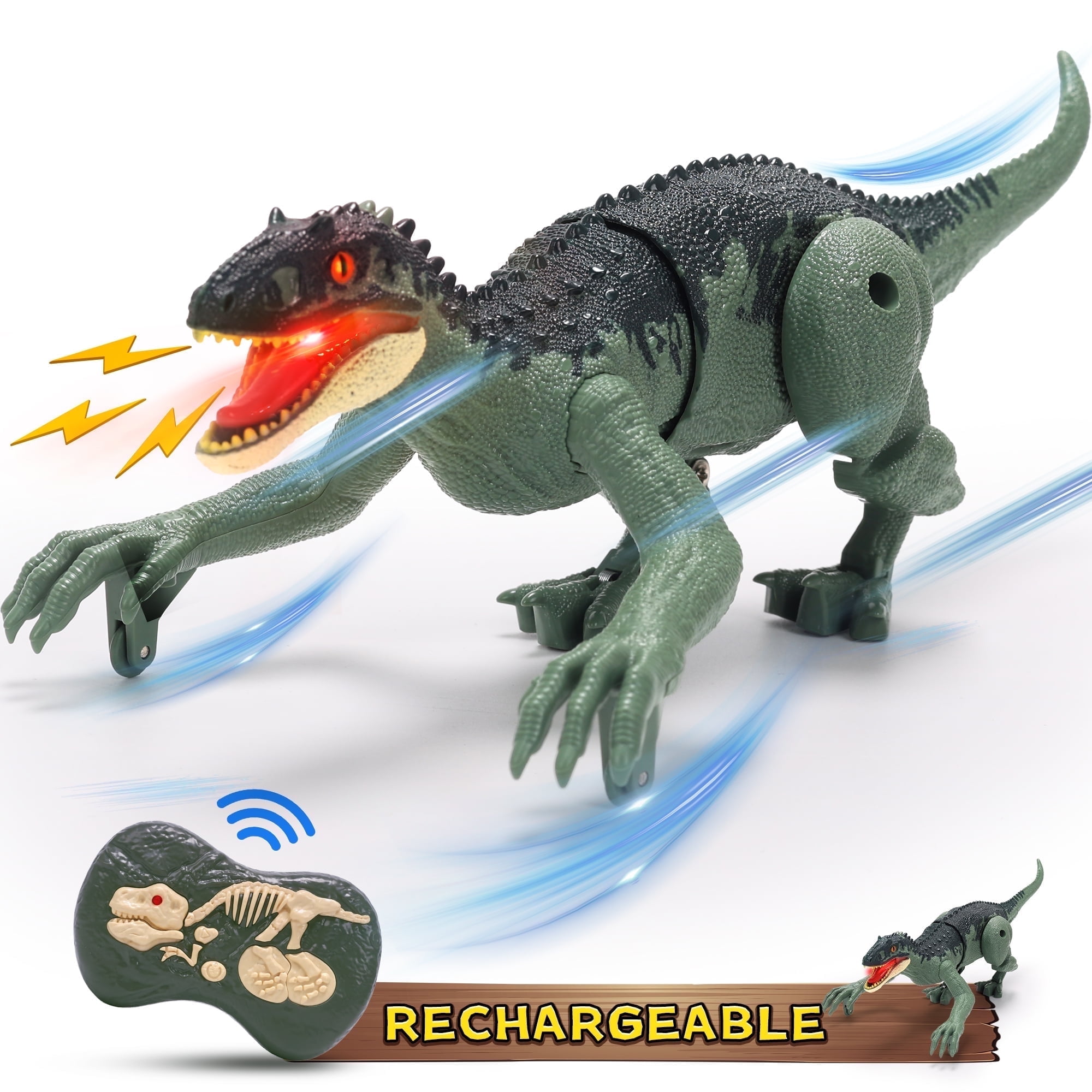 Remote Control Dinosaur Toy, RC Dinosaur with LED Light,Roaring Sounds ...