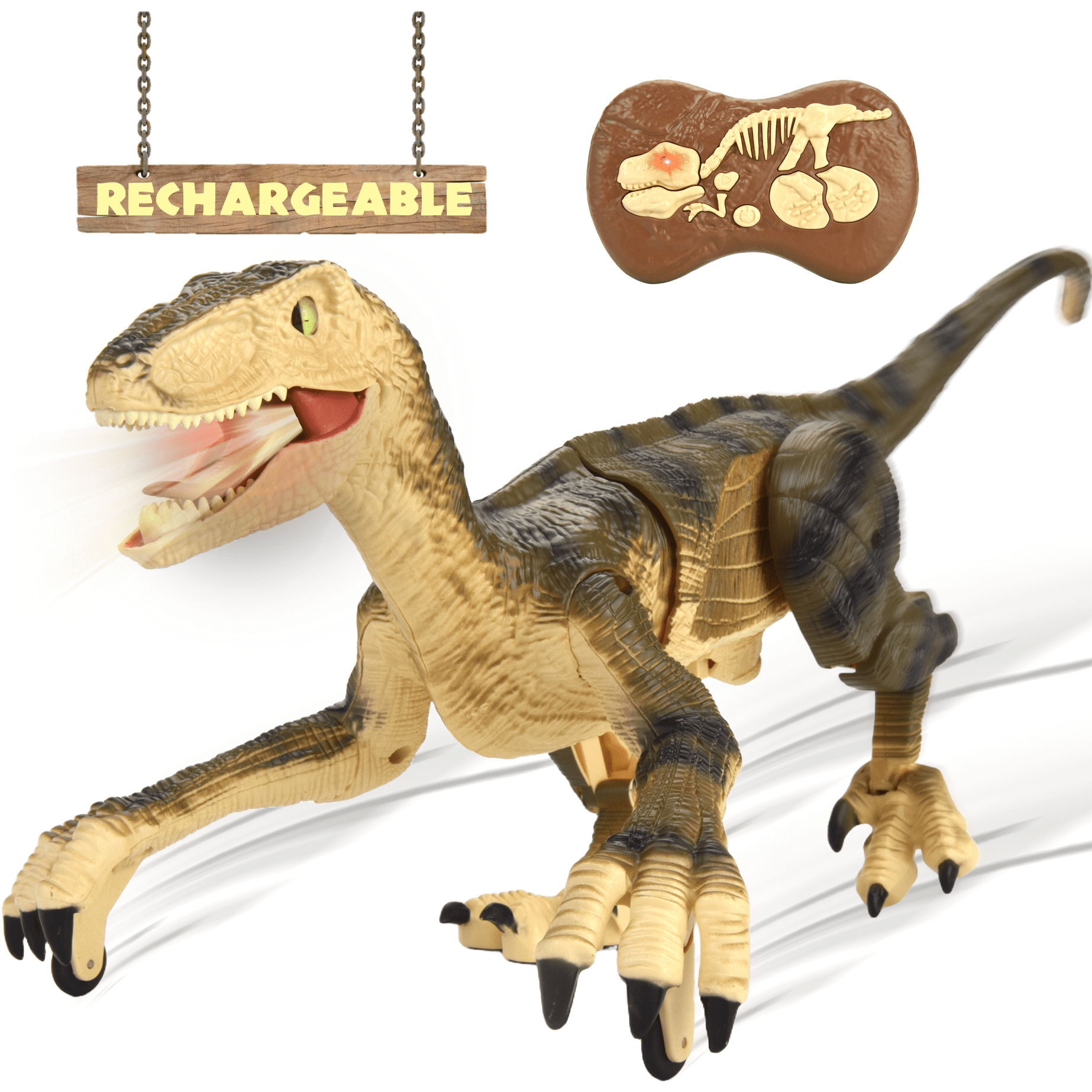 Remote Control Dinosaur Toy for Kids, RC LED Roaring Sound Rechargeable ...