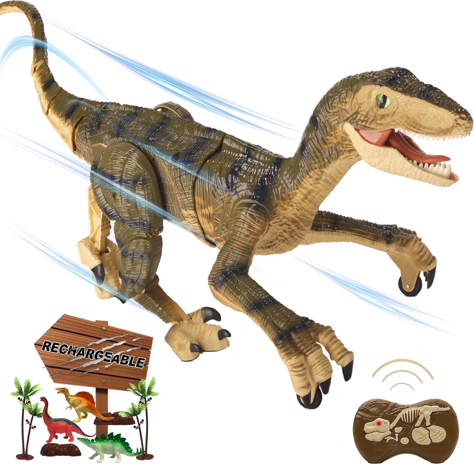 Robotic Large Light-Up RC Dinosaur Toy for Kids 3-8 Years, Walking ...