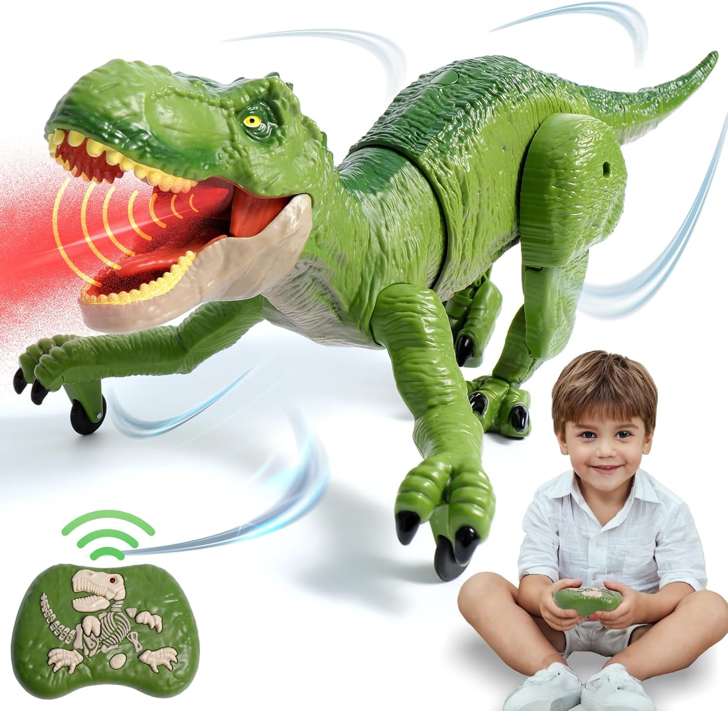 Remote Control Dinosaur Toys for Kids 3-5 4-7 8-12 Year Old, Electronic RC Robot Dinosaur with ...