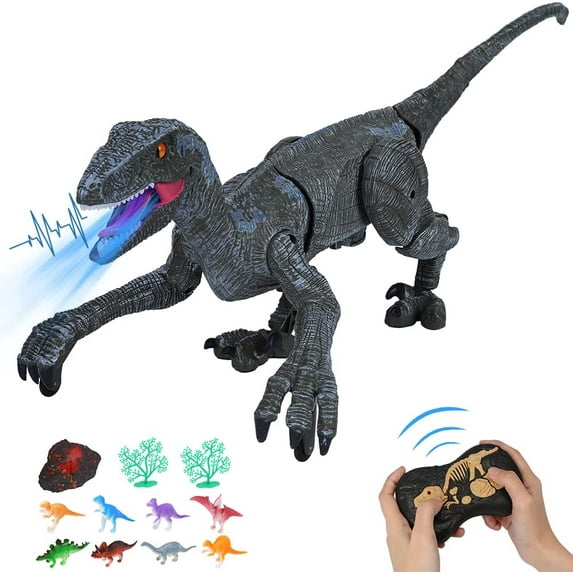 Remote Control Dinosaur Toys for Kids ,Walking Roaring Velociraptor, 2.4Ghz Electronic Realistic ...
