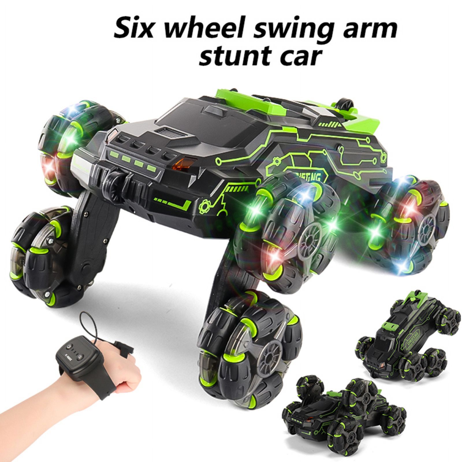 Remote Control Drift Stunt Car with 6 Wheels Swing Arm Spray Gesture ...