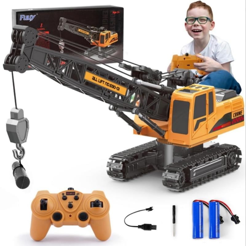 Remote Control Dump Truck Toy for Kids - Dual Battery, LED Headlights, 2.4GHz, 4-Wheel Drive ...