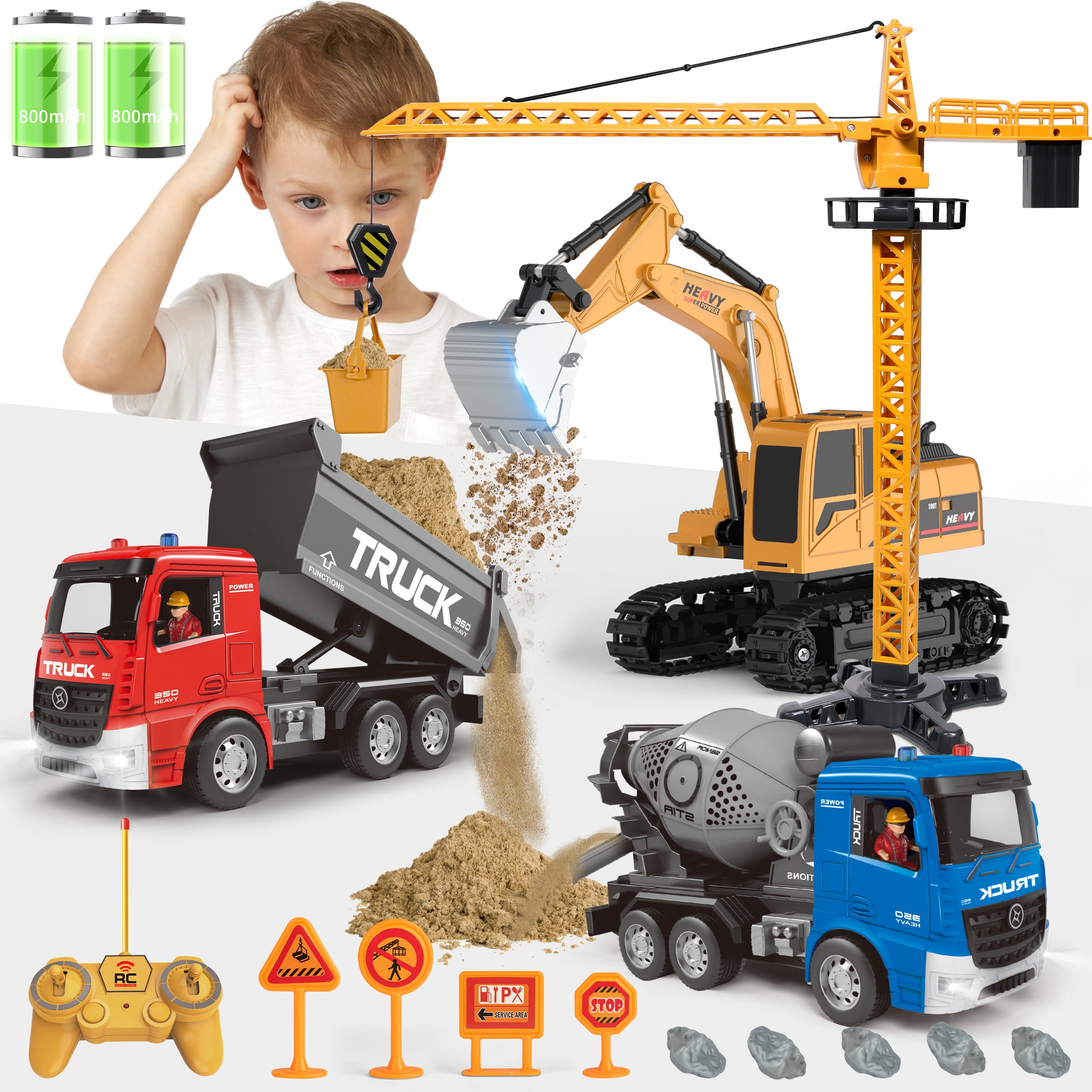 Remote Control Excavator and Dump Truck Toy Set - RC Construction ...