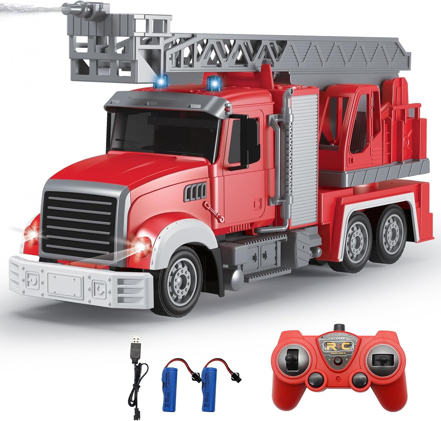 Remote Control Fire Truck Toy, 9 CH Electric RC Fire Truck with Water ...