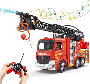 Remote Control Fire Truck Toy - Fireman Fire Truck with Ladder, Jet ...