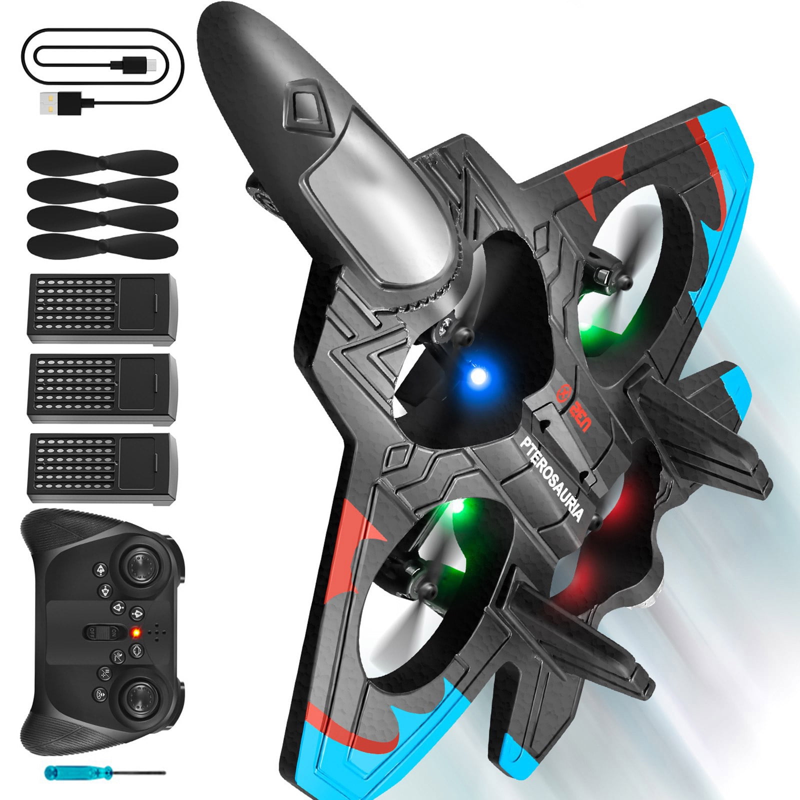 Remote Control Foam Fighter Stunt Plane with LED Lights Perfect for ...