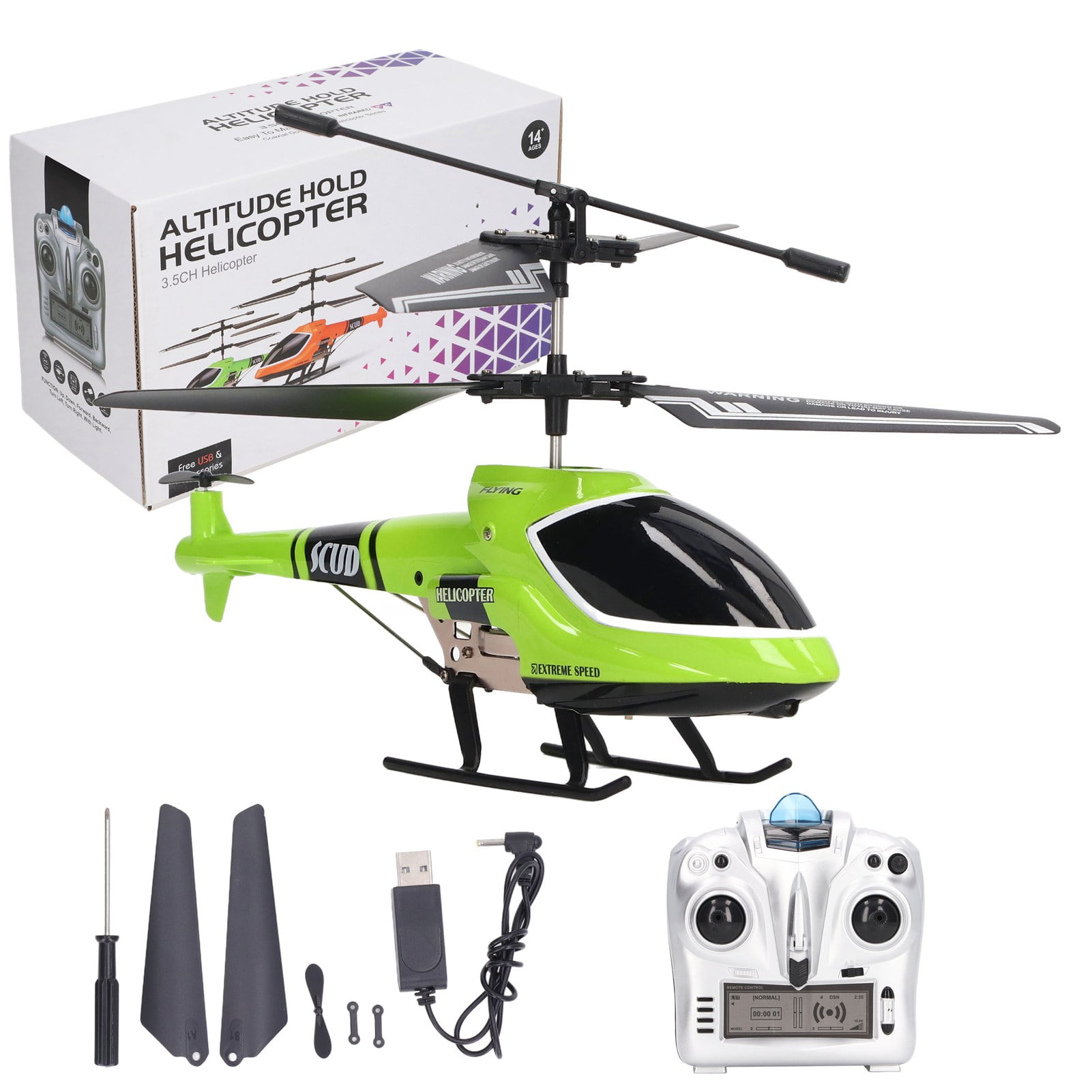 Remote Control Helicopter 2.4G Fixed Height Green Plastic Mini RC ...