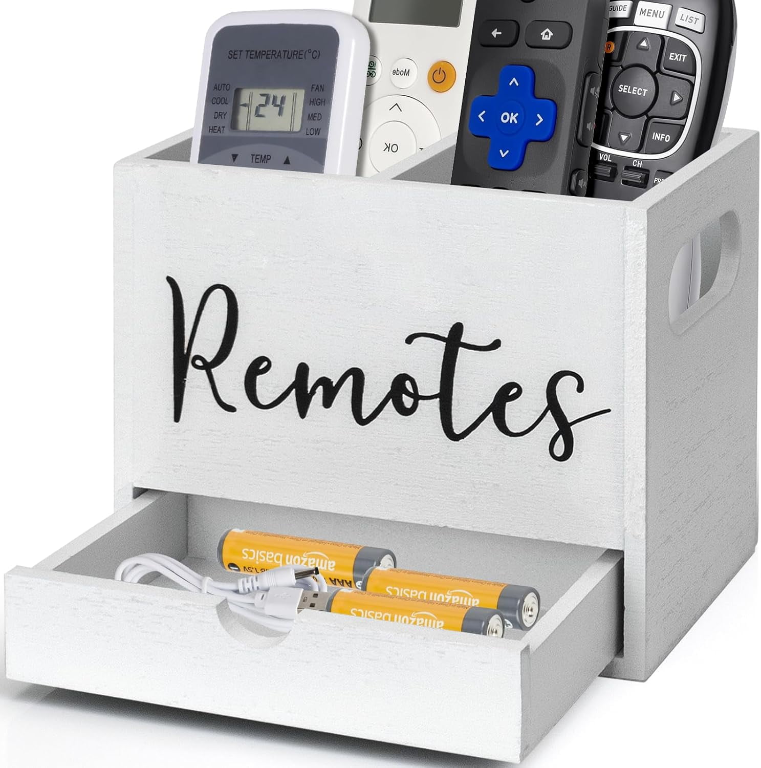 Remote Control Holder, 2 Slot Wooden TV Holder for Table, Box Desk ...