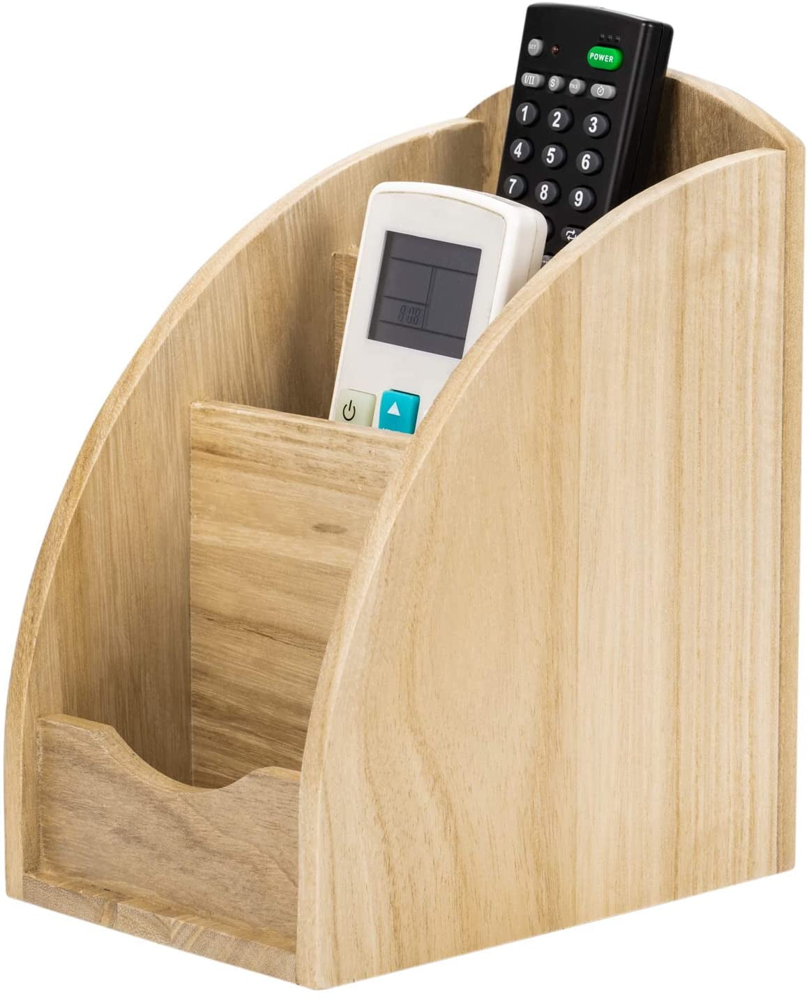 Remote Control Holder, 3 Slot Wooden Remote Control Caddy Media ...