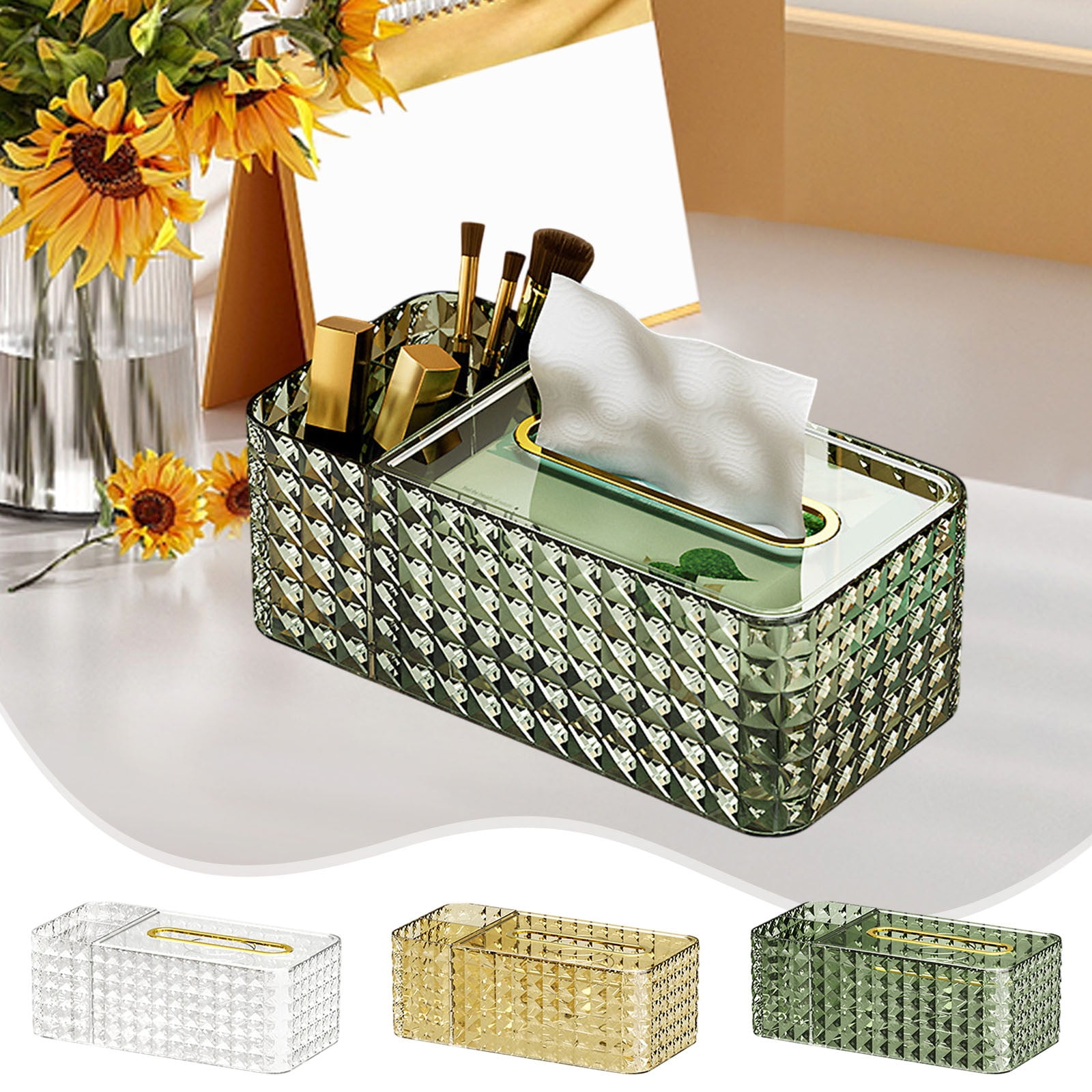 Remote Control Holder, Acrylic Tissue Box Cover with Storage ...