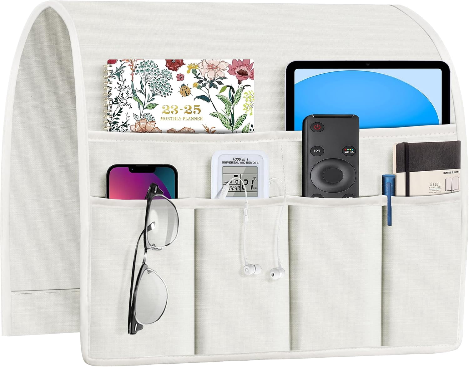 Remote Control Holder Armchair Caddy Armrest Organizer in Ivory ...