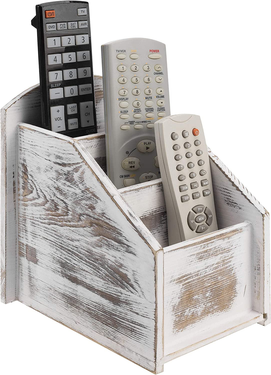 Remote Control Holder,TV Remote Holder,Whitewashed Wood Remote Caddy ...
