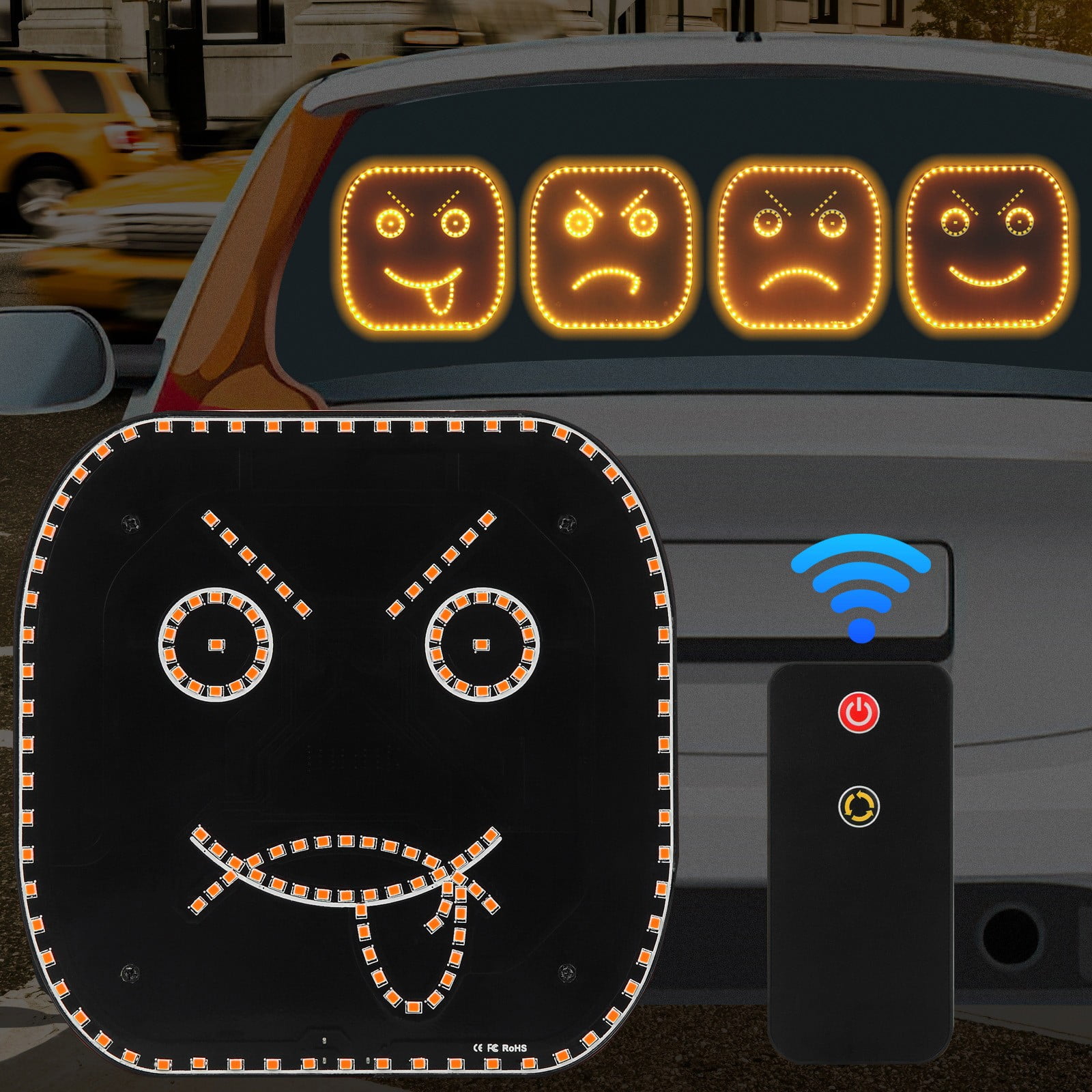 Remote Control LED Car Light with Fun Expression Rear Window Decoration ...