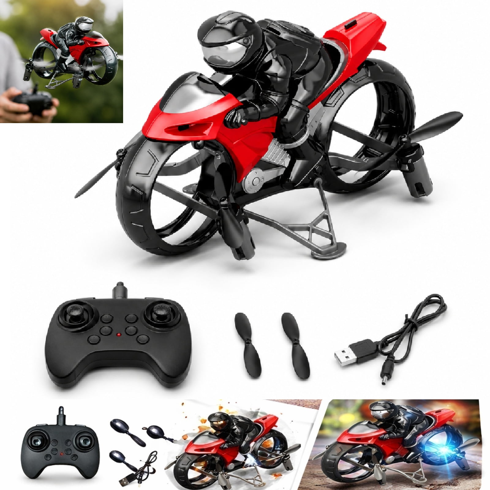 Remote Control Motorcycle Toys Drifts 360°Flip Easy to Fly High Speed ...
