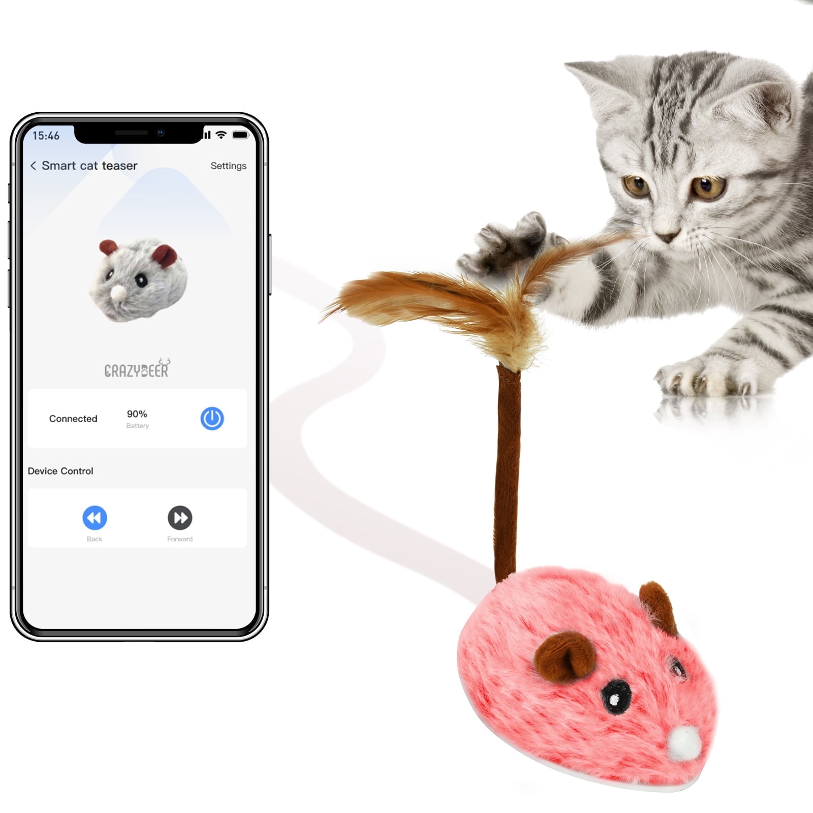 Remote Control Mouse Cat Toy Bluetooth App Control Rechargeable Mouse ...