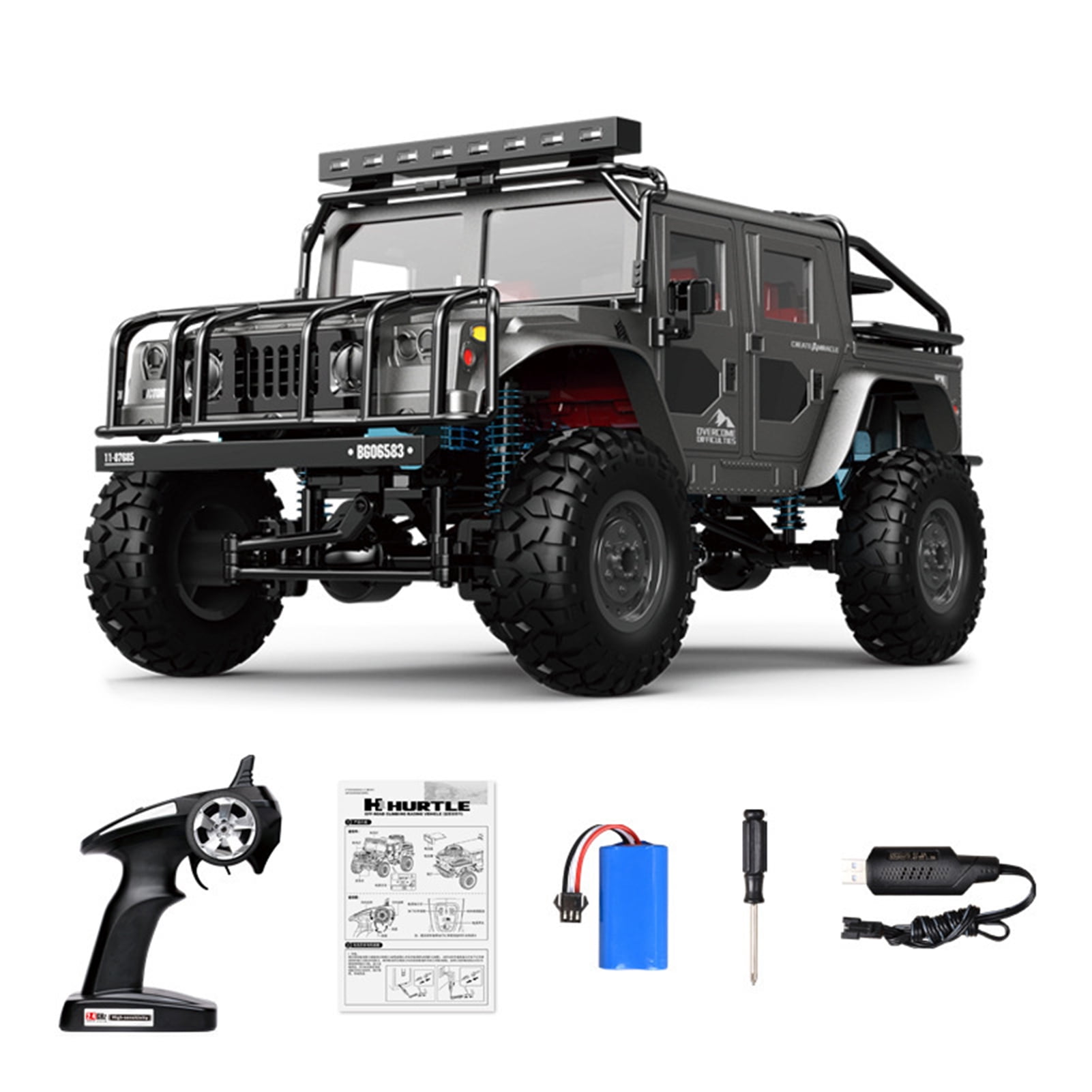 Remote Control Off-Road Car with LED Light 4 Wheels Drive - Walmart.com