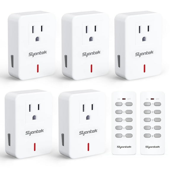 Syantek Remote Control Outlet Wireless Light Switch Kit for Household ...
