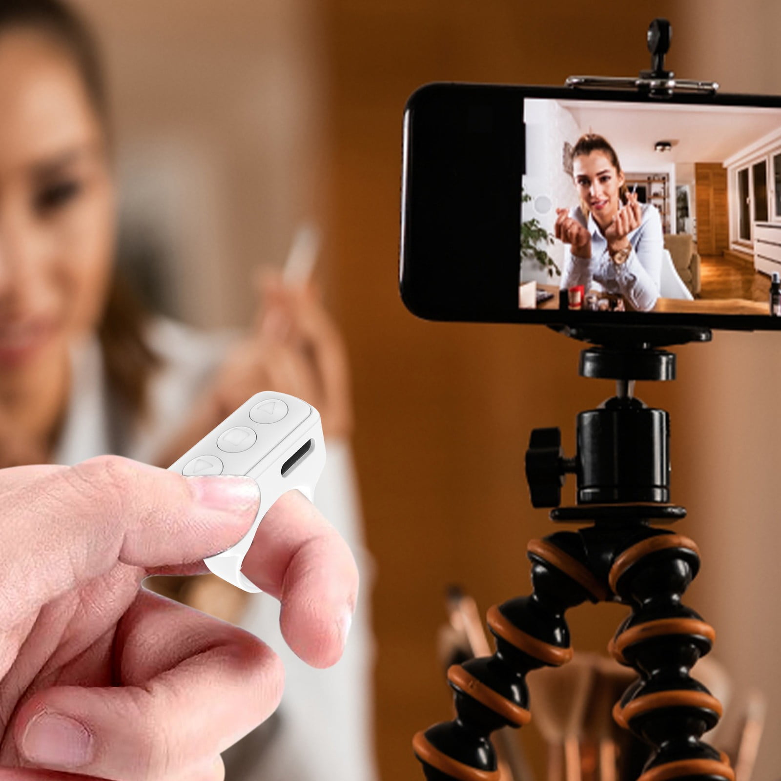 Remote Control for Phone Camera,Bluetooth Clicker,Rechargeable Camera ...