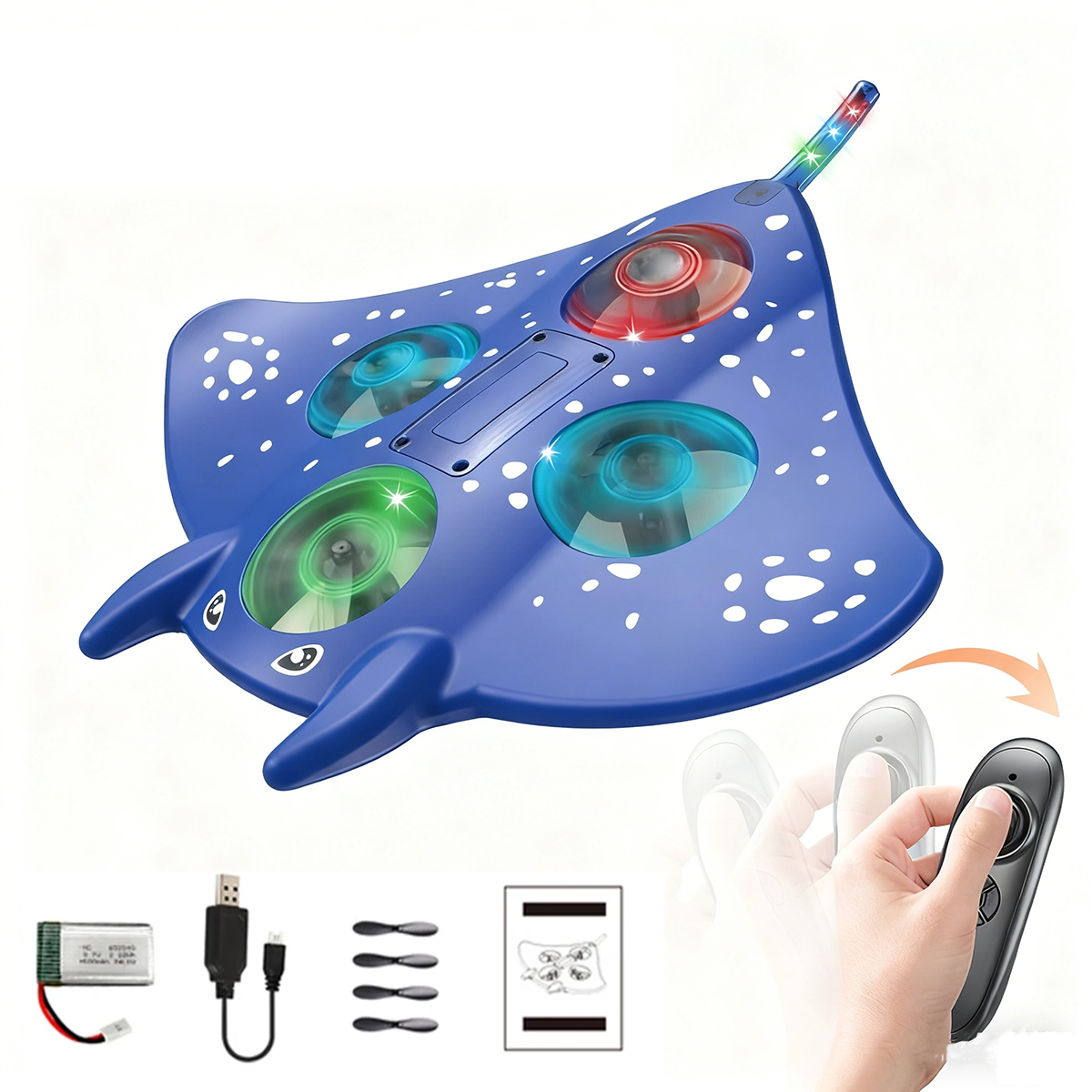 Remote Control Plane Foam Manta Ray RC Airplane Fighter Jet with Lights ...