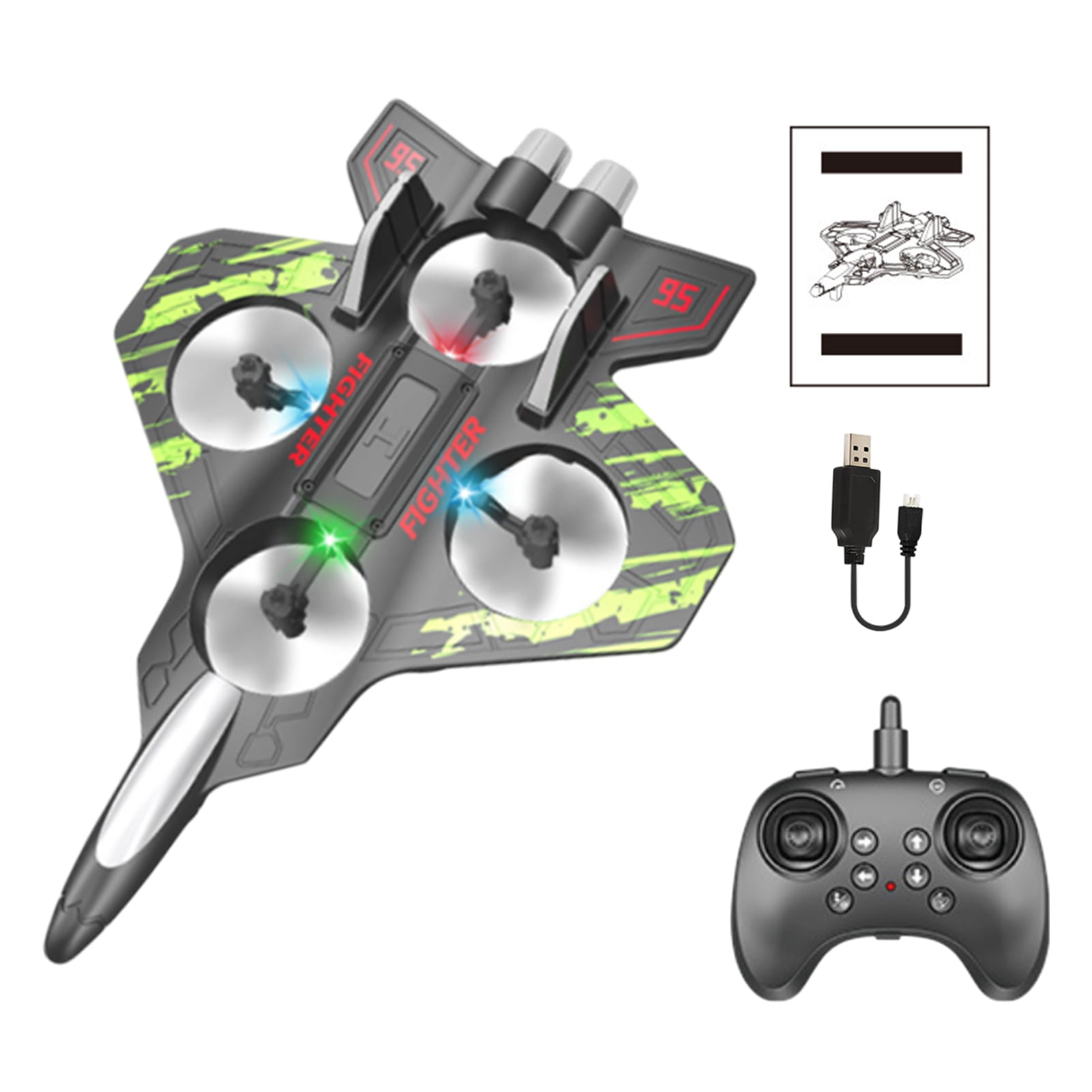 Remote Control Plane | LED Light up Foam RC Drone | 2.4GHz Fighter ...