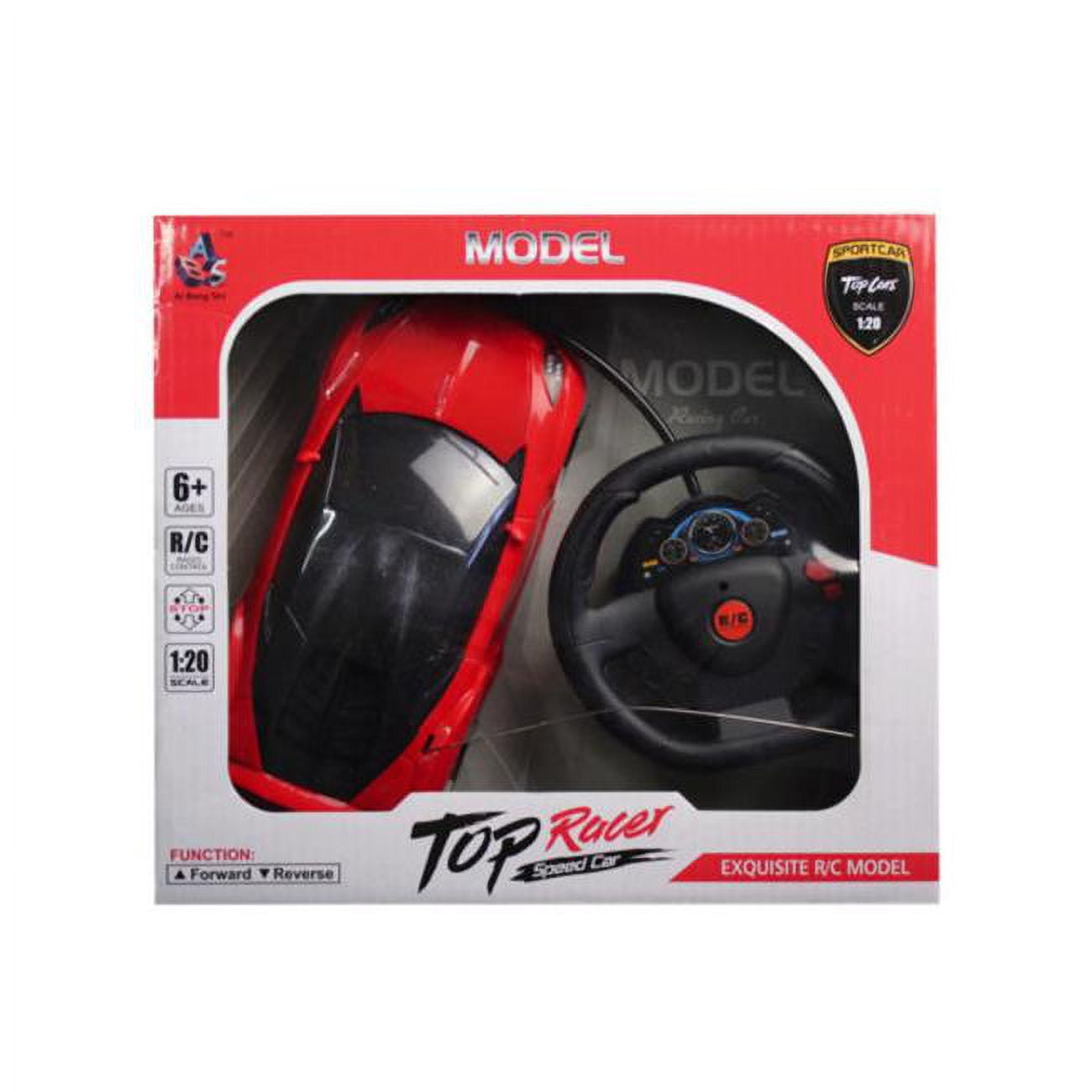 Remote Control Race Car with Steering Wheel Remote, Red - Pack of 2 ...