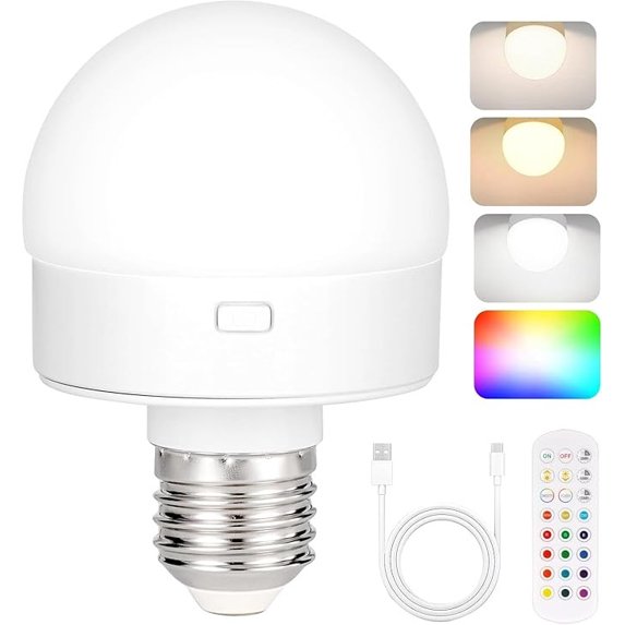 Remote Control Rechargeable LED Bulb, Color Changing Dimmable Light ...
