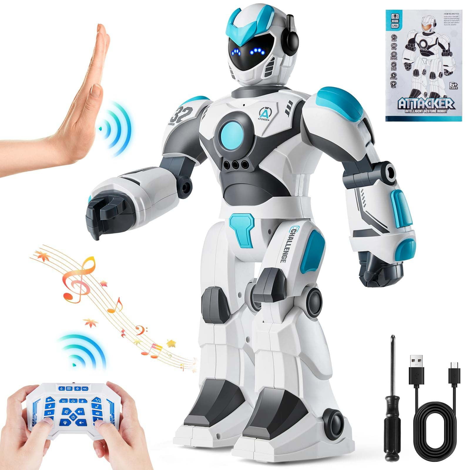 Remote Control Robot for Kids Extra Large, 15.75" Programmable RC Robot Toy with Sing Dance ...
