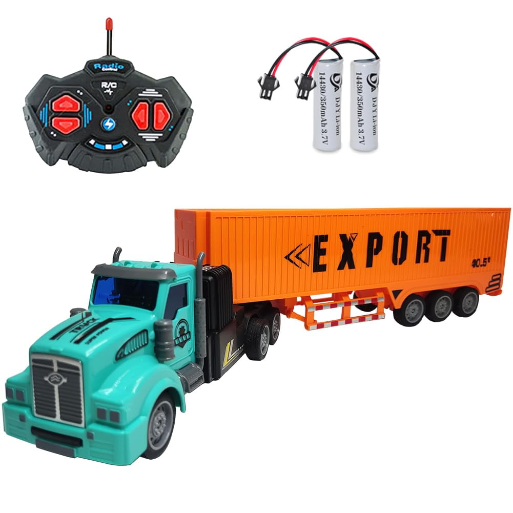 Remote Control Semi Truck Toy for Kids - 14" Mini Container Truck with ...