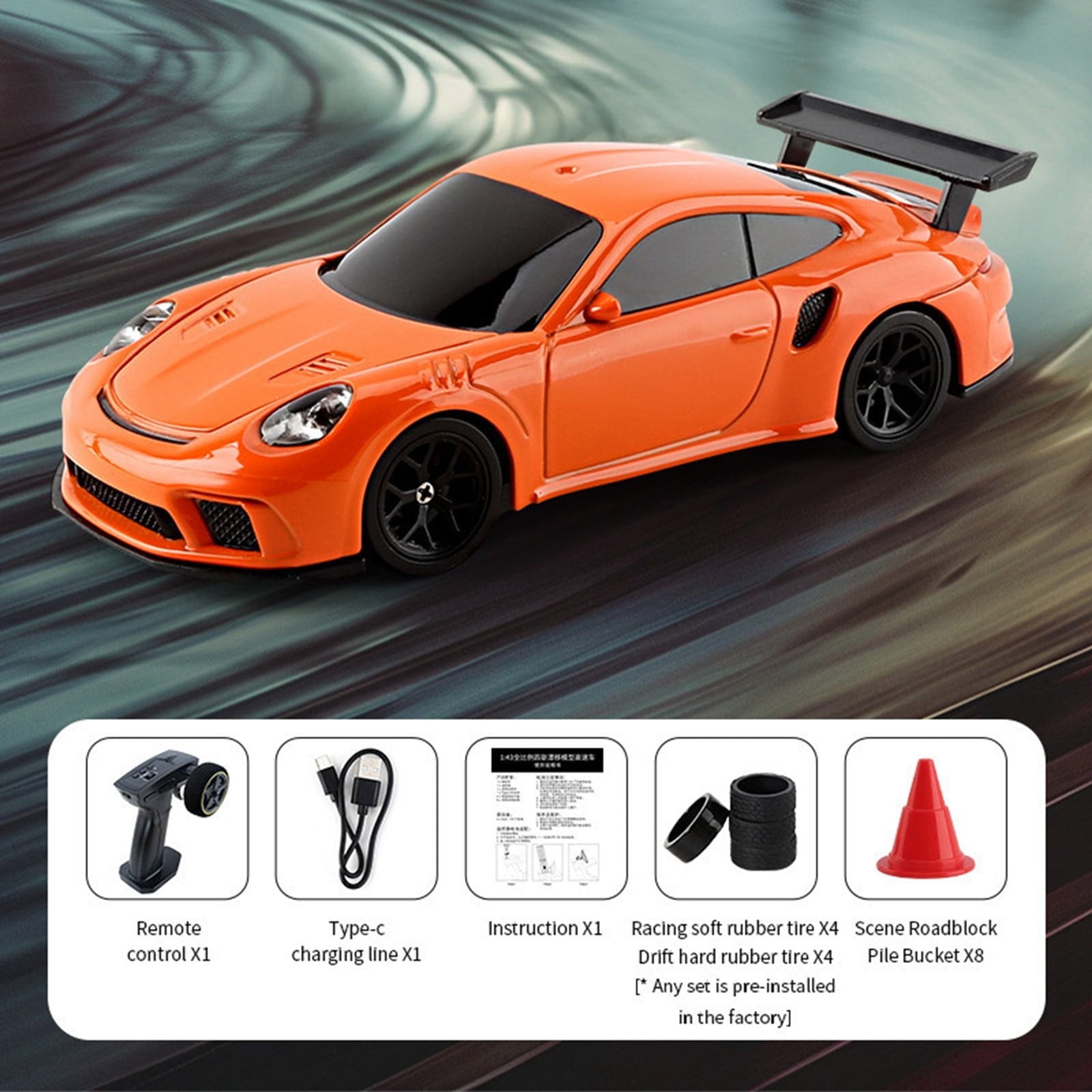 Remote Control Sports Car 1/43 Scale 2.4G Full Proportional RC Mini ...