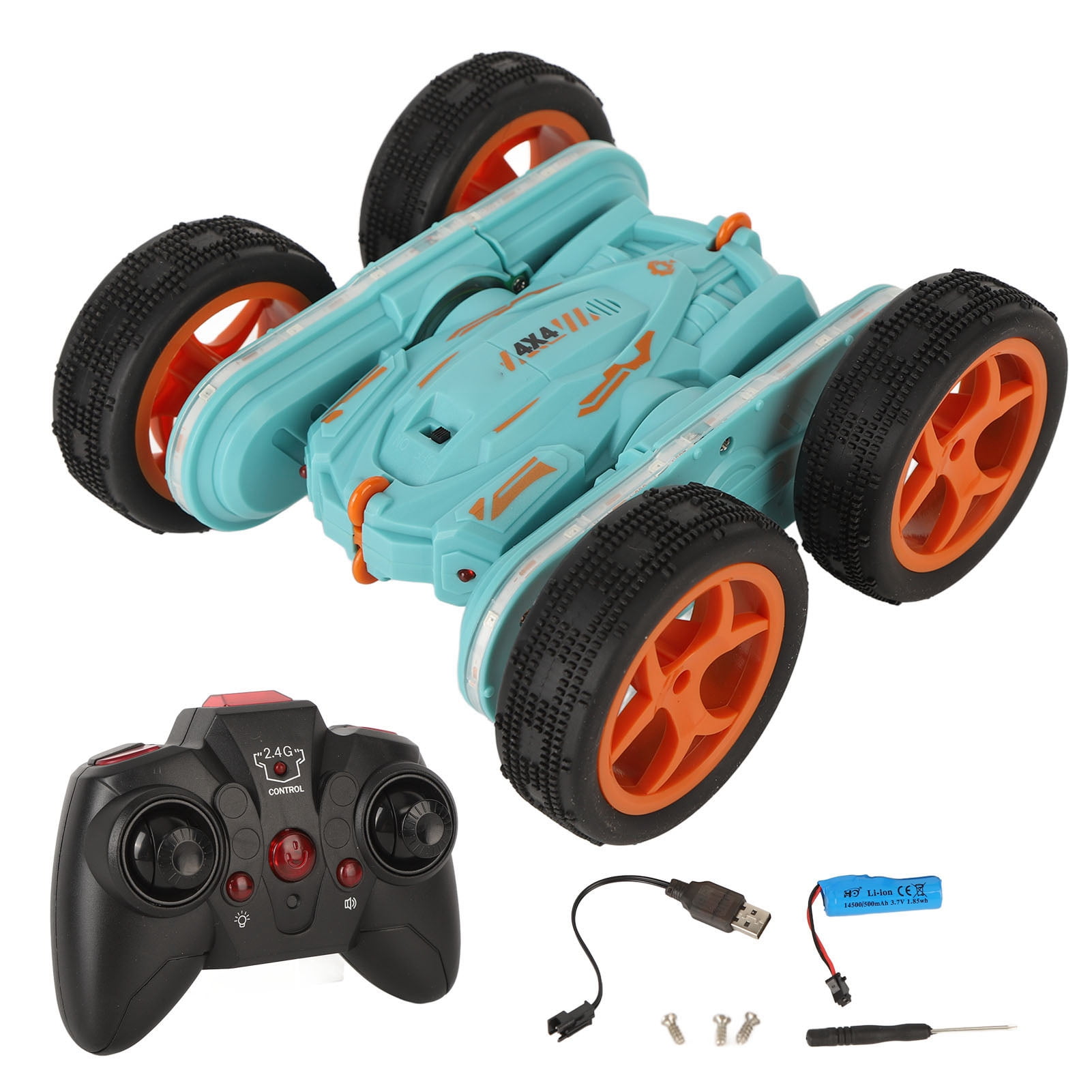 Remote Control Stunt Car Toy Light Rotating Stunt Car with 4 Wheels for ...