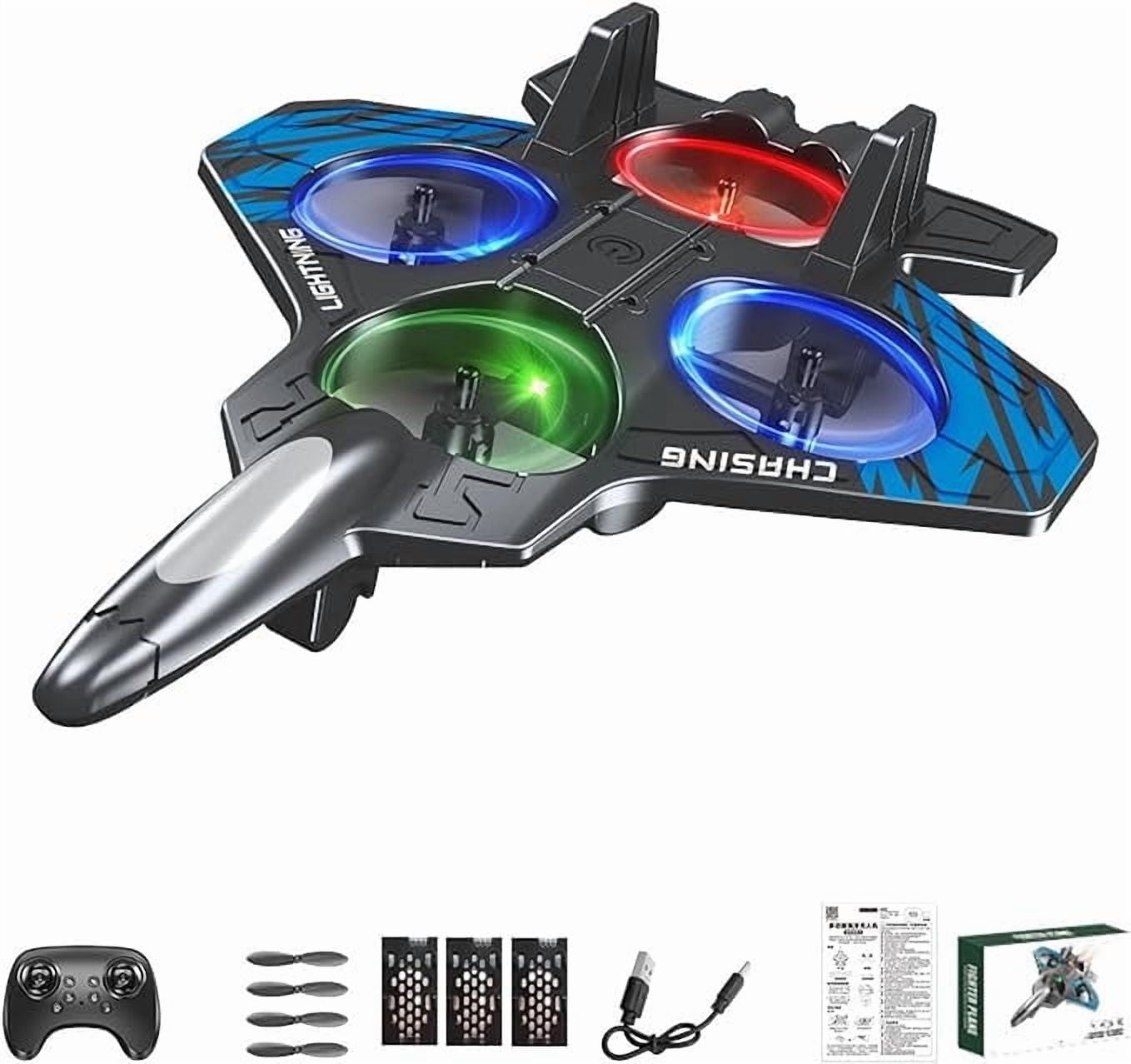 Remote Control Stunt Fighter Jet - Foam RC Plane with 360 LED Lights ...
