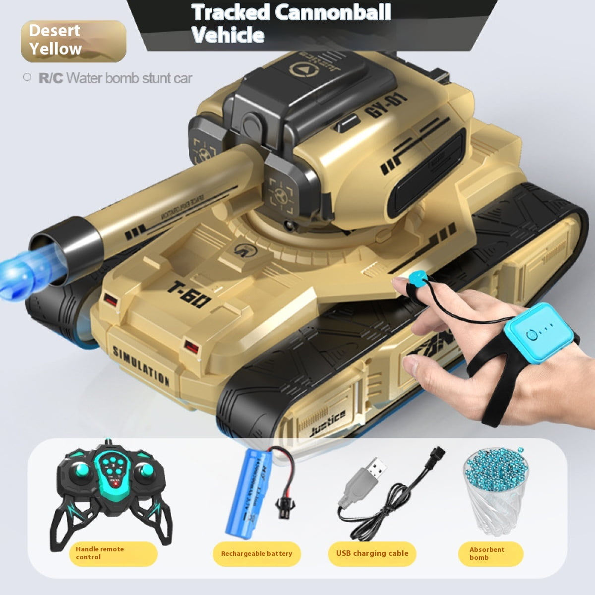 Remote Control Tank with Water Bullet Launcher - Rechargeable Off-Road ...