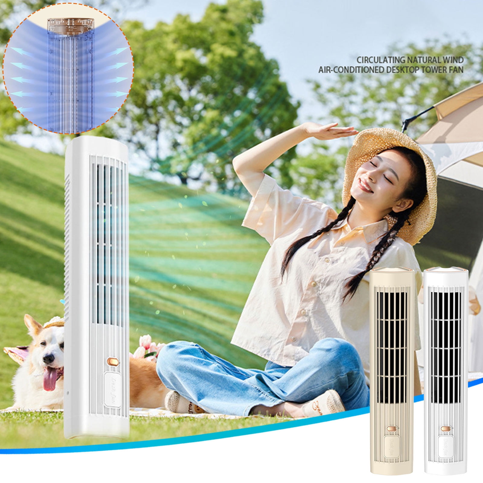 Remote Control Tower Fan USB Rechargeable | Silent Vertical Desktop ...