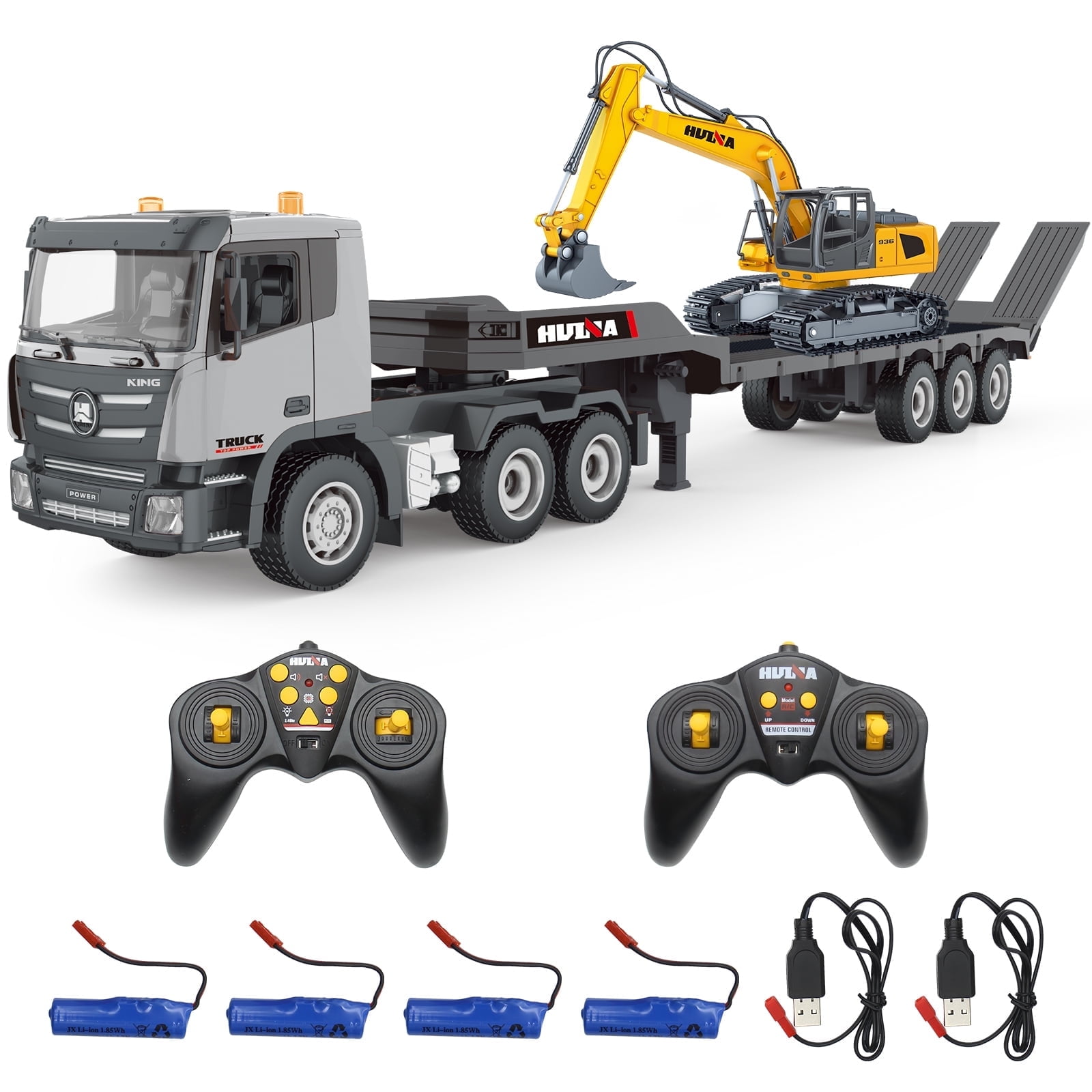 Remote Control Trailer Truck with RC Excavator Playset, RC Trailer ...
